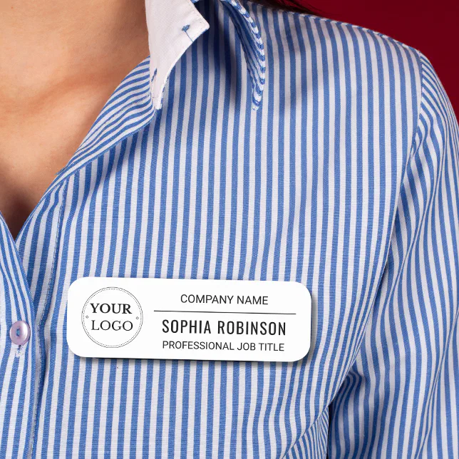 Professional Branded Corporate Logo Employee Name Tag | Zazzle