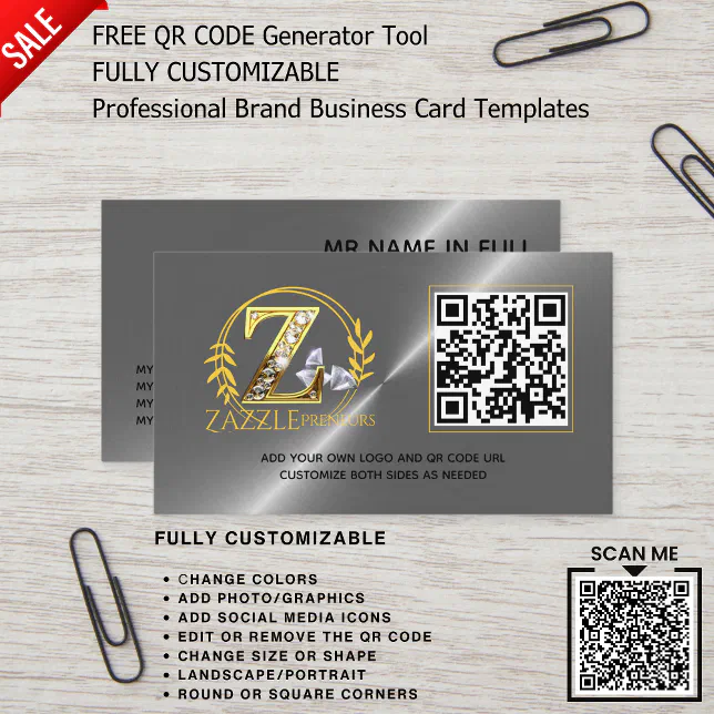 PROFESSIONAL BRANDED LOGO DESIGN QR CODE TEMPLATE BUSINESS CARD | Zazzle