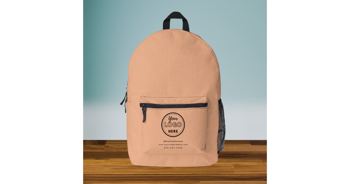 Professional Branding Minimal Orange Promo Logo Printed Backpack | Zazzle