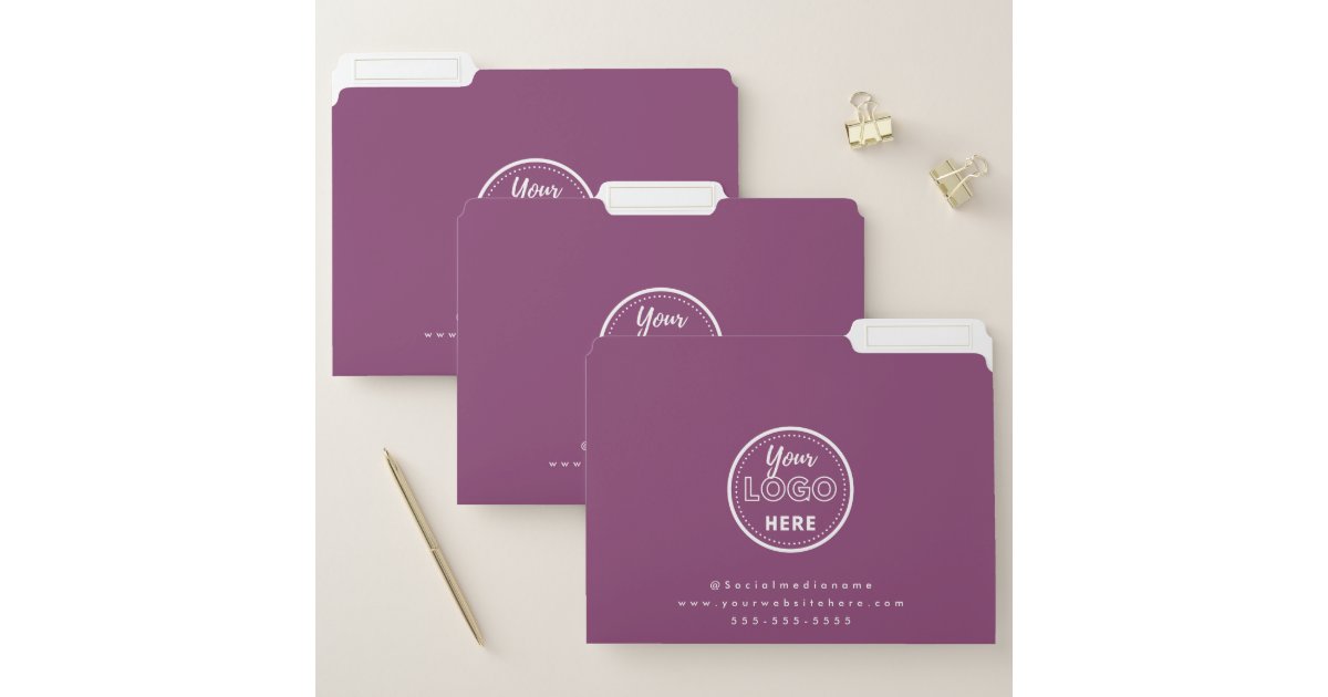 Professional Branding Minimalist Berry Purple Logo File Folder | Zazzle