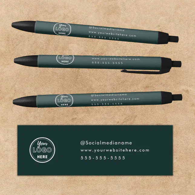Professional Branding Minimalist Dark Green Logo Pen | Zazzle