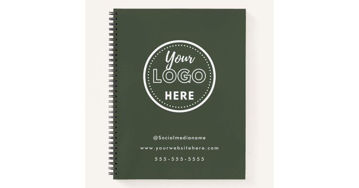 Professional Branding Minimalist Forest Green Logo Notebook | Zazzle