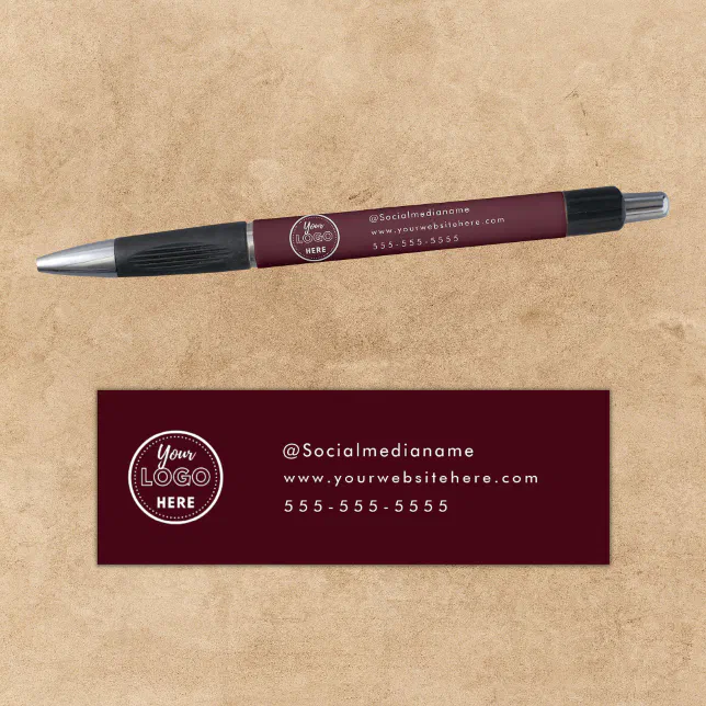 Professional Branding Minimalist Logo Burgundy Pen | Zazzle