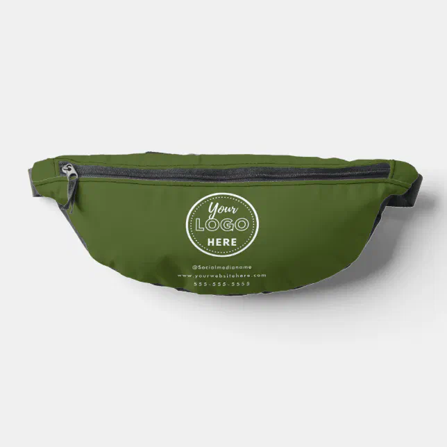 Professional Branding Minimalist Logo Moss Green Fanny Pack | Zazzle