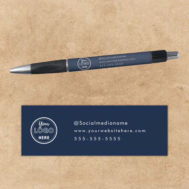 Professional Branding Minimalist Logo Navy Blue Pen | Zazzle