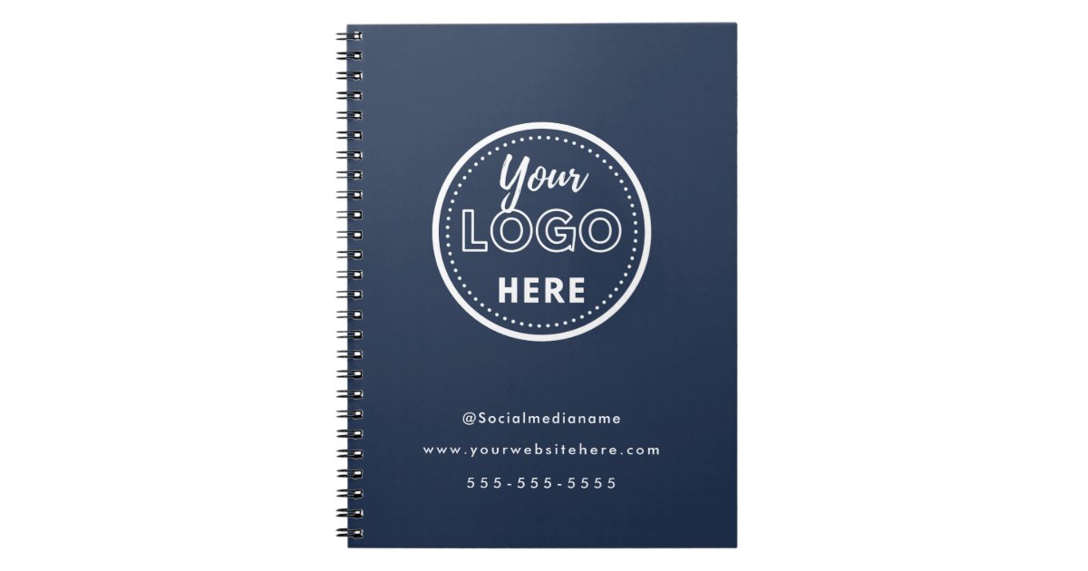 Professional Branding Minimalist Navy Blue Logo Notebook | Zazzle