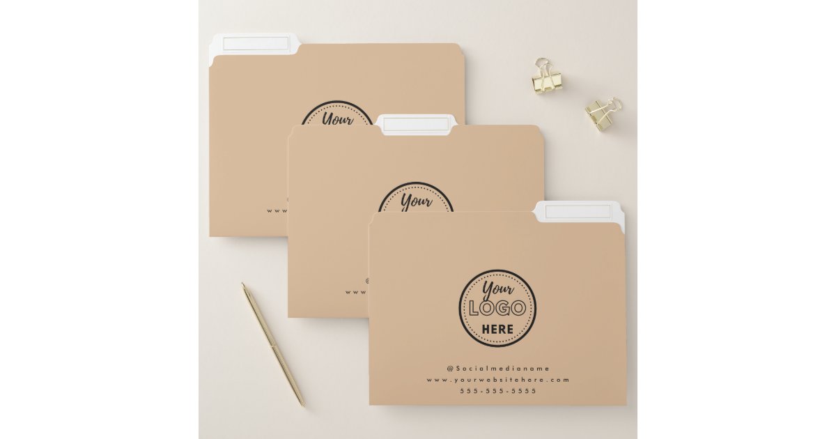 Professional Branding Minimalist Rustic Promo Logo File Folder | Zazzle