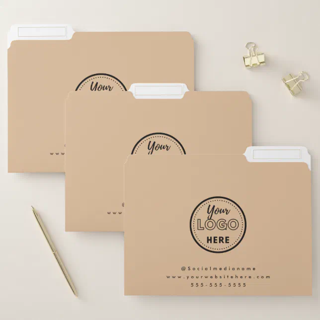 Professional Branding Minimalist Rustic Promo Logo File Folder | Zazzle