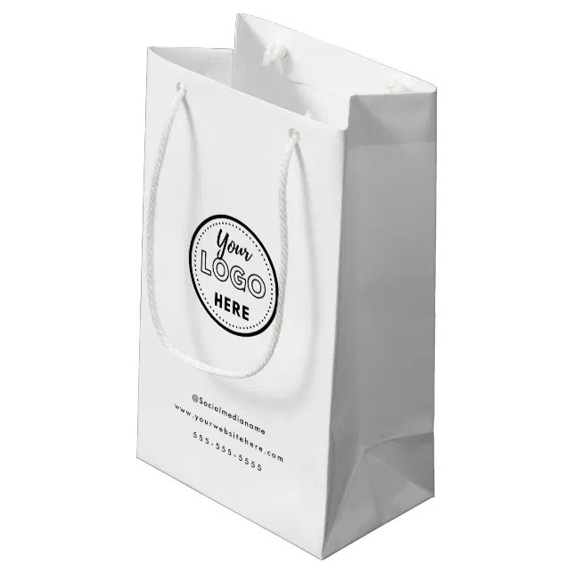Professional Branding Minimalist White Promo Logo Small Gift Bag | Zazzle
