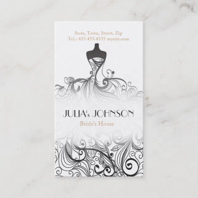 Professional Bride Stylist Wedding Dress Salon Business Card | Zazzle