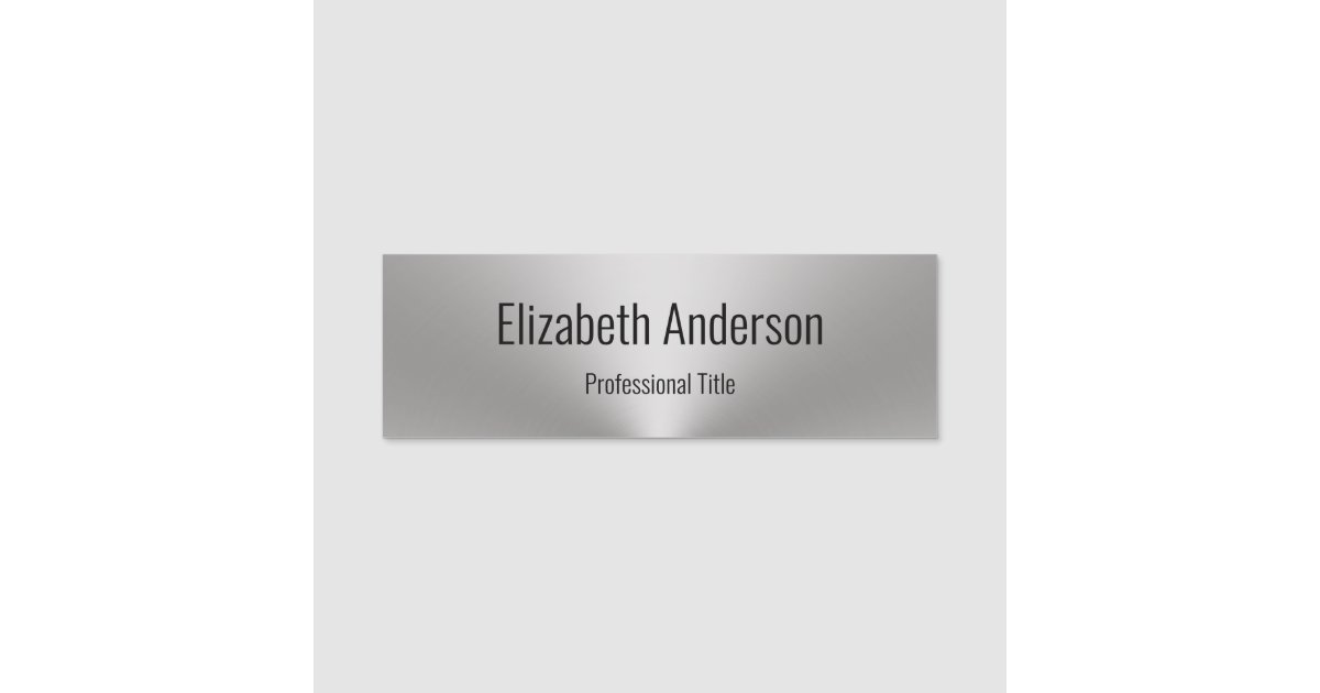Professional Brushed Metal Look Name and Title Tag | Zazzle