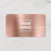 Professional Brushed Metal Rose Gold Logo QR Code Business Card | Zazzle