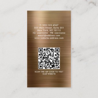 Professional Brushed Metallic Gold Logo QR Code Business Card | Zazzle