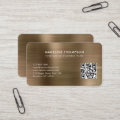 Professional Brushed Metallic Gold Logo QR Code Business Card | Zazzle