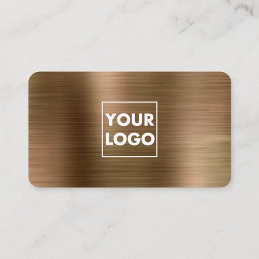 Professional Brushed Metallic Gold Logo QR Code Business Card | Zazzle