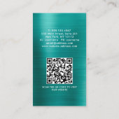 Professional Brushed Metallic Teal Logo QR Code Business Card | Zazzle