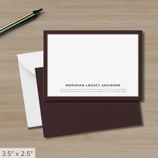 Professional Burgundy Gold Note Card | Zazzle