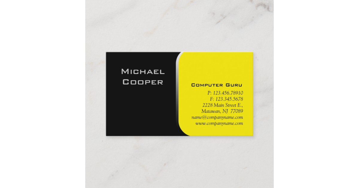 Professional Business Card Computer Yellow | Zazzle