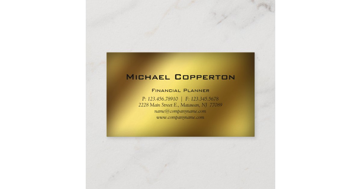 Professional Business Card Financial Planner Gold | Zazzle