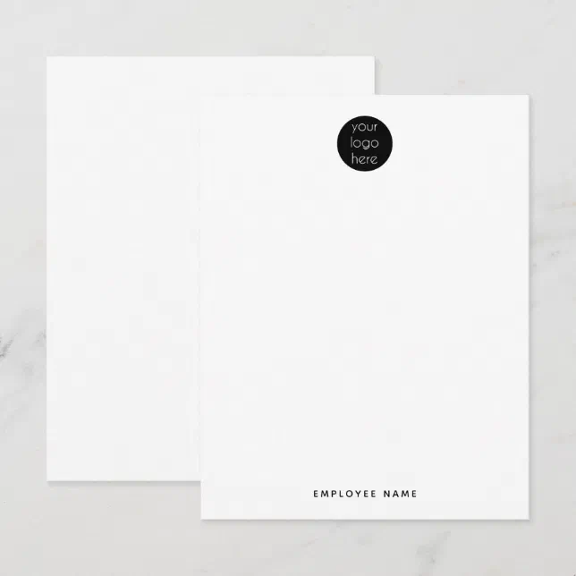 Professional Business Company Logo Employee Note Card | Zazzle