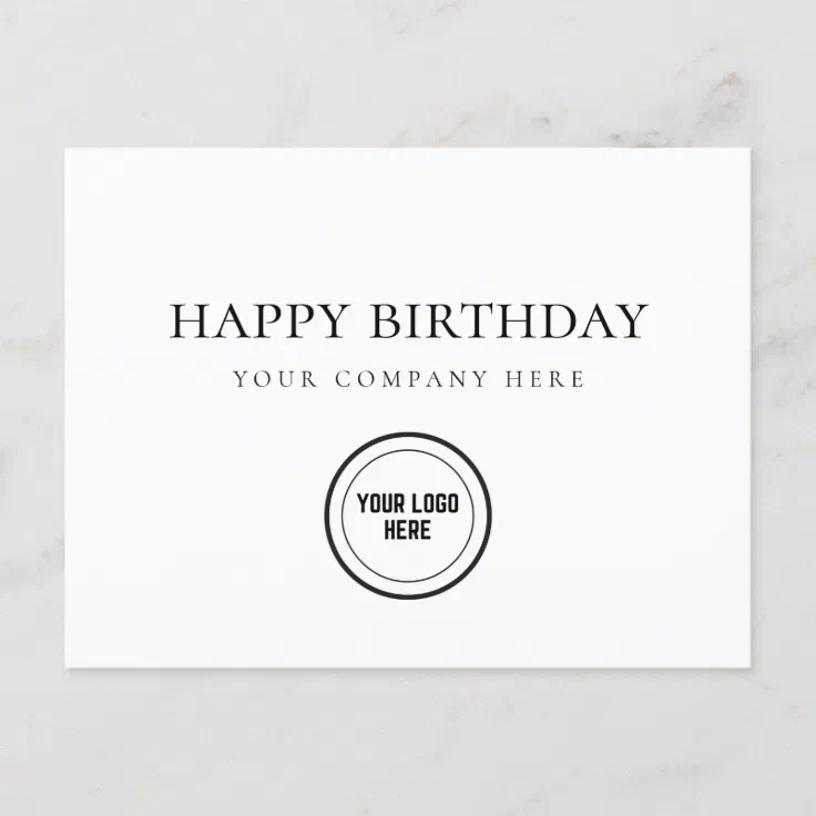 Professional Business Happy Birthday Add Logo Postcard | Zazzle