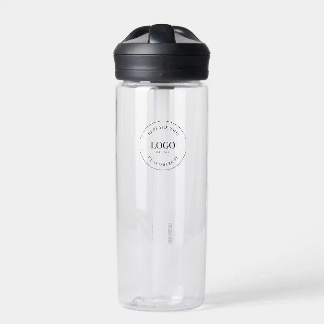 Professional Business logo Custom QR code website Water Bottle | Zazzle