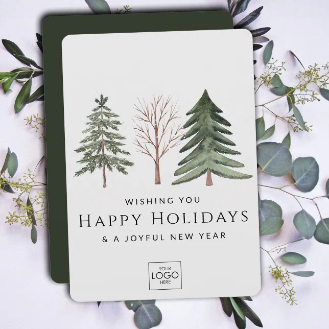 Professional Business Logo Minimalist Christmas Holiday Card | Zazzle