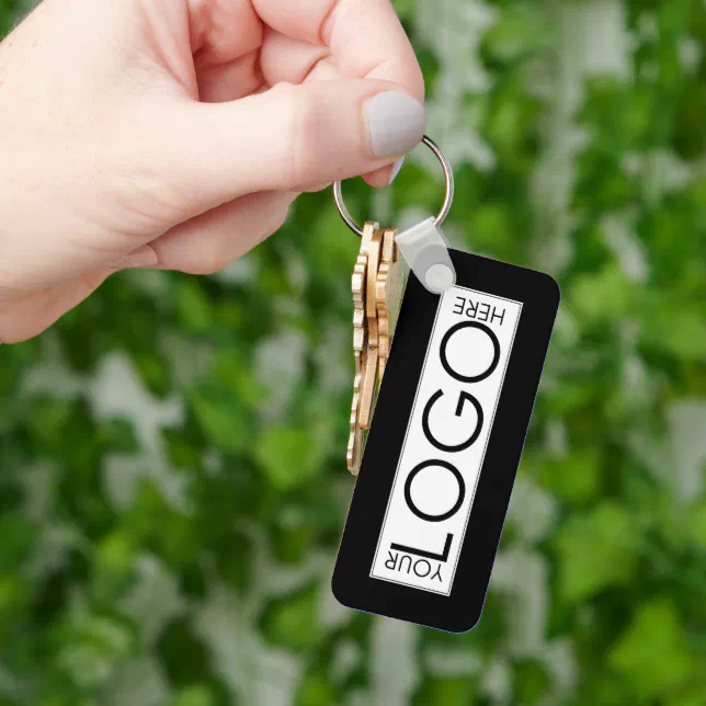 Professional Business Logo Promo QR Code Black Keychain | Zazzle
