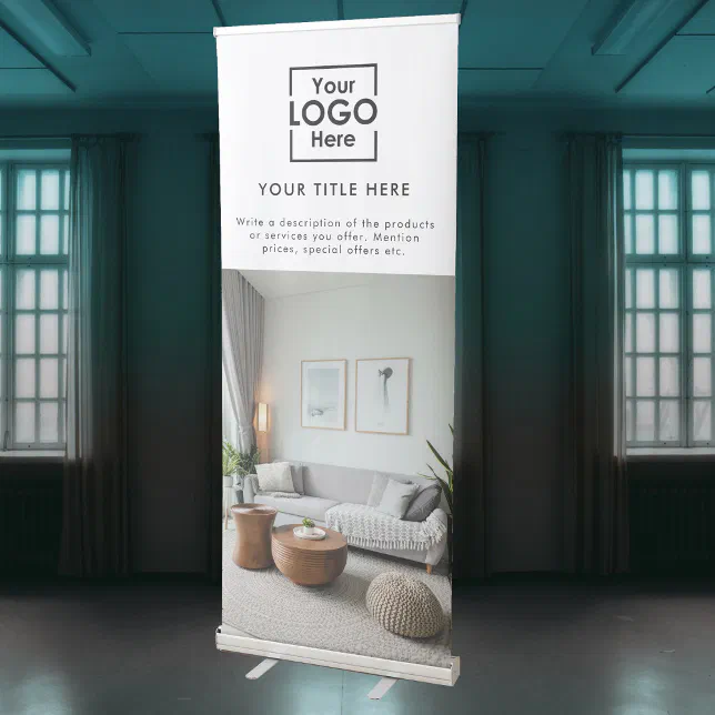 Professional Business Logo Promotional Photo Retractable Banner | Zazzle