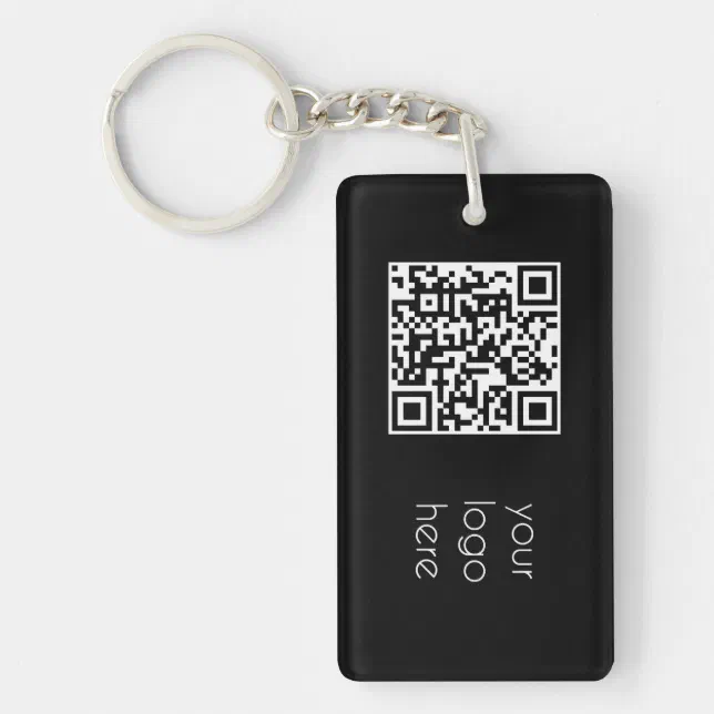 Professional Business Logo QR Code Black Keychain | Zazzle