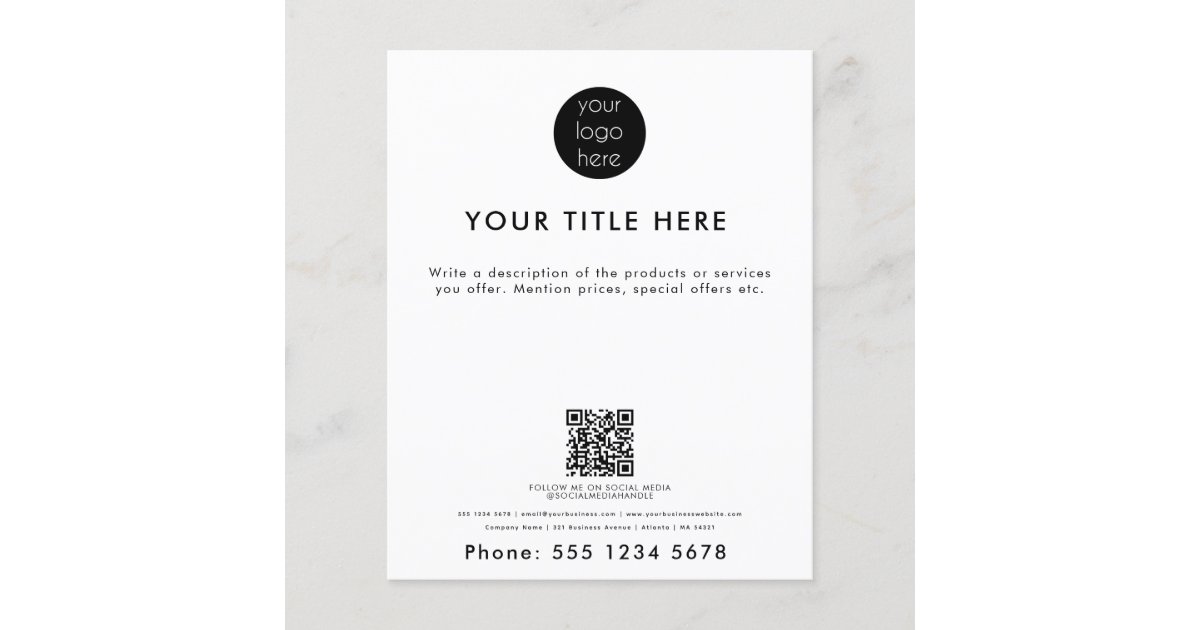 Professional Business Logo QR Code Promotional Flyer | Zazzle