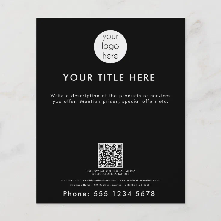 Professional Business Logo QR Code Promotional Flyer | Zazzle