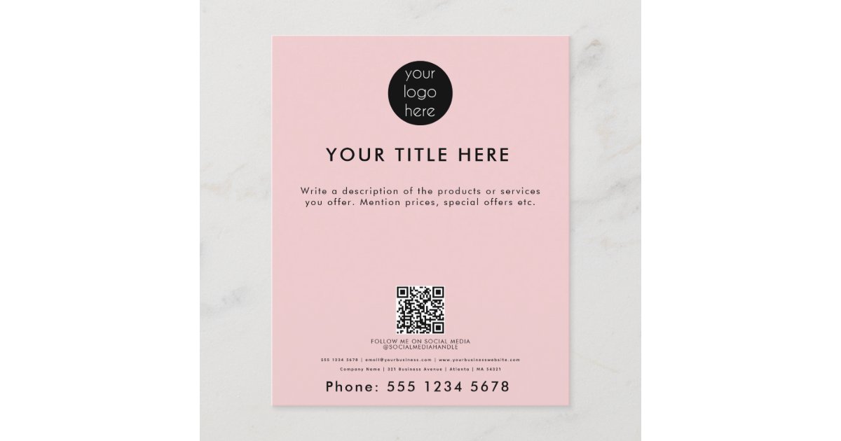 Professional Business Logo QR Code Promotional Flyer | Zazzle