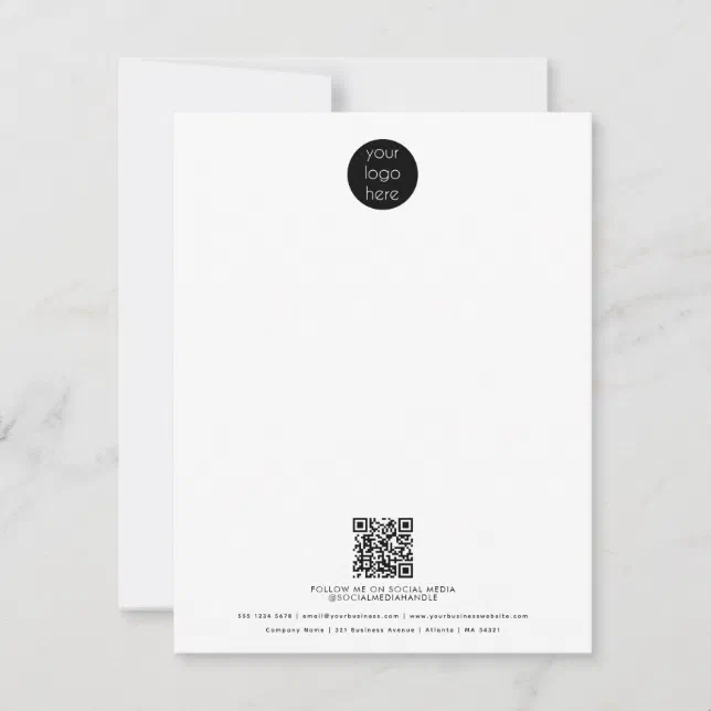 Professional Business Logo QR Code Promotional Note Card | Zazzle