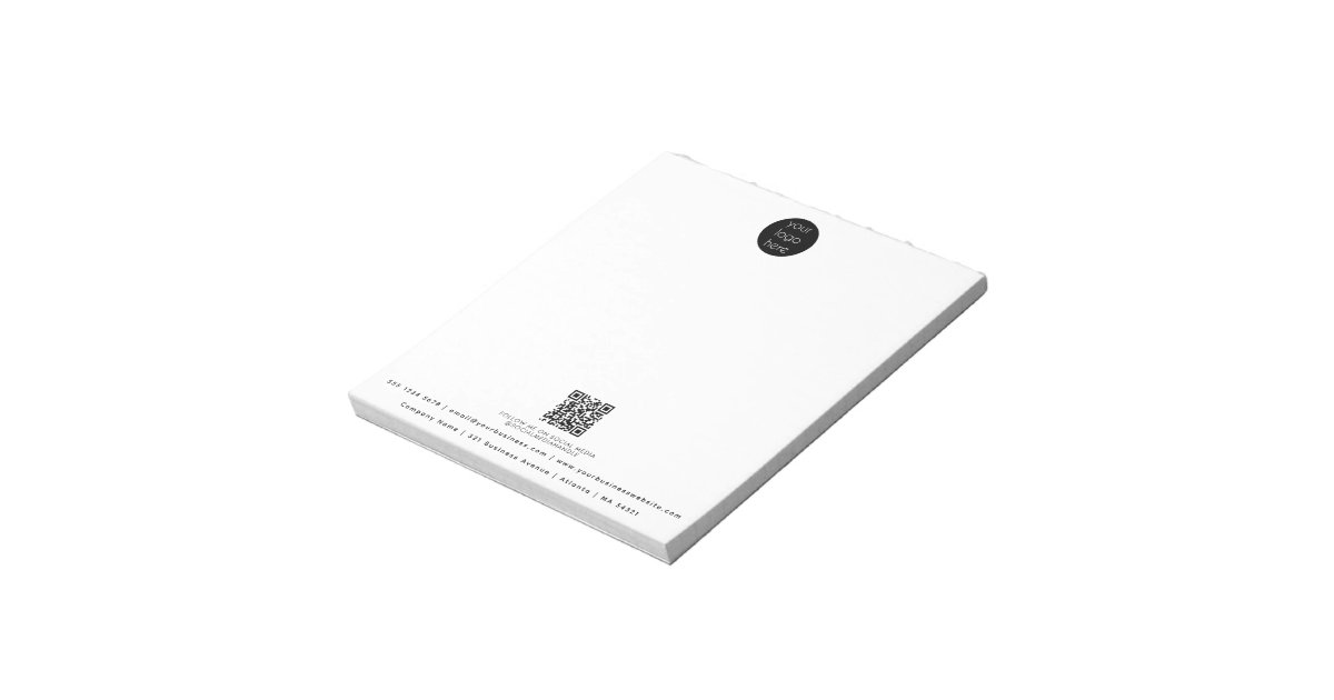 Professional Business Logo QR Code Promotional Notepad | Zazzle