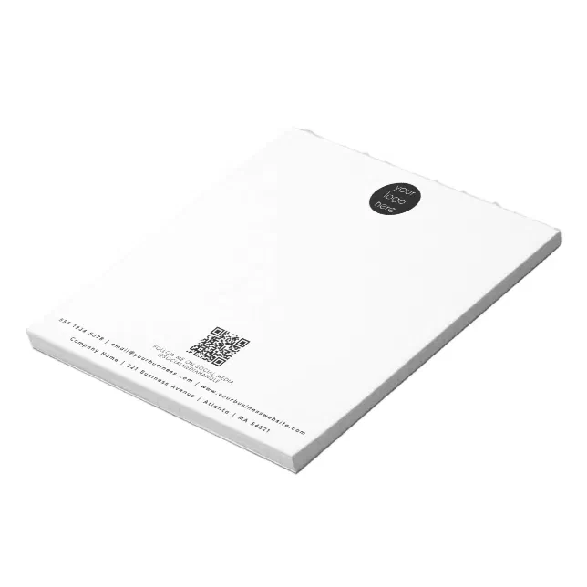 Professional Business Logo QR Code Promotional Notepad | Zazzle