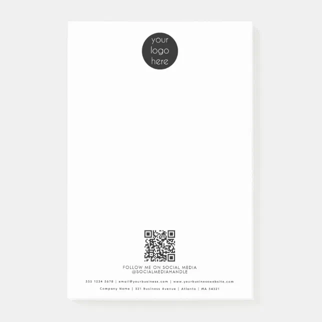 Professional Business Logo QR Code Promotional Post-it Notes | Zazzle