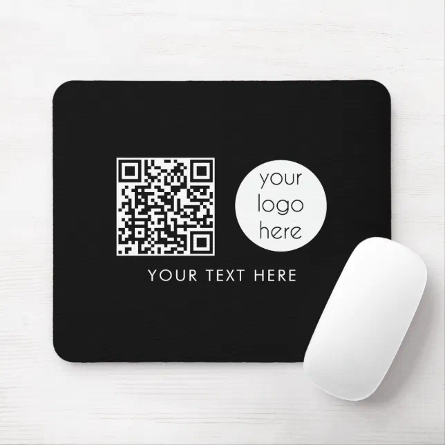 Professional Business Logo QR Code & Text Mouse Pad | Zazzle
