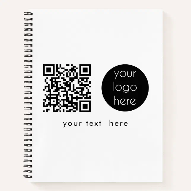 Professional Business Logo QR Code & Text Notebook | Zazzle