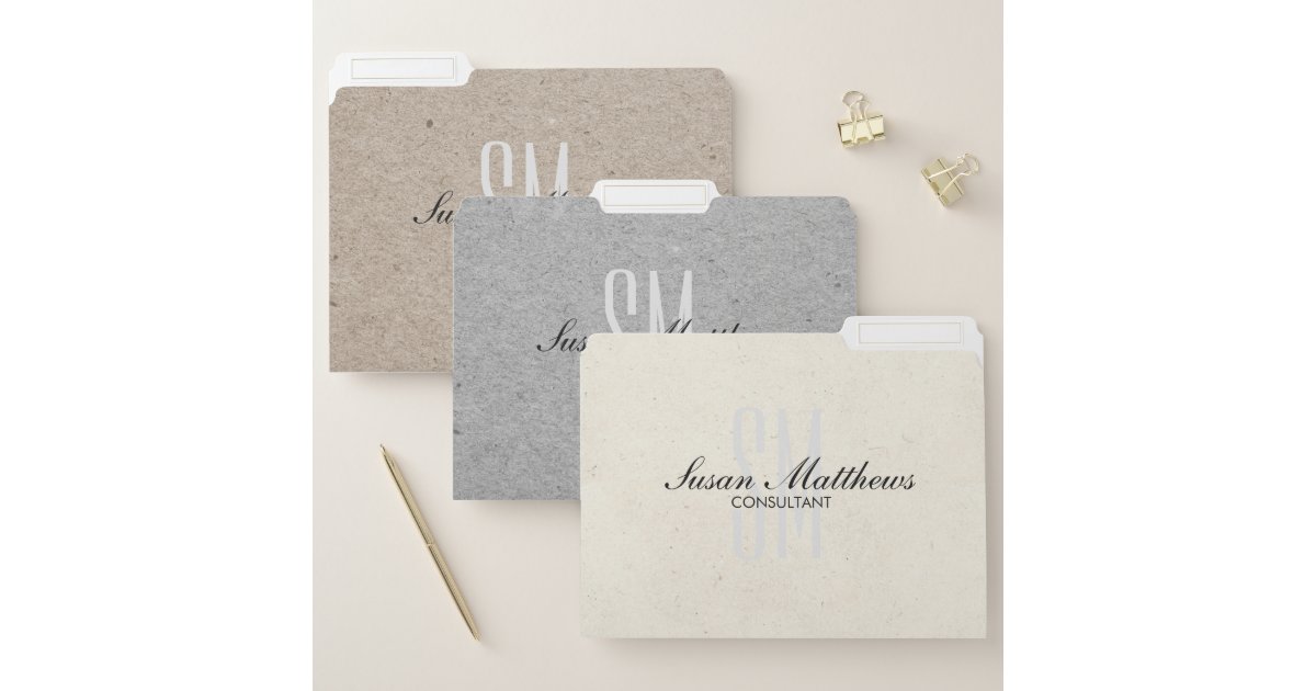 Professional Business Monogram Personalized File Folder | Zazzle