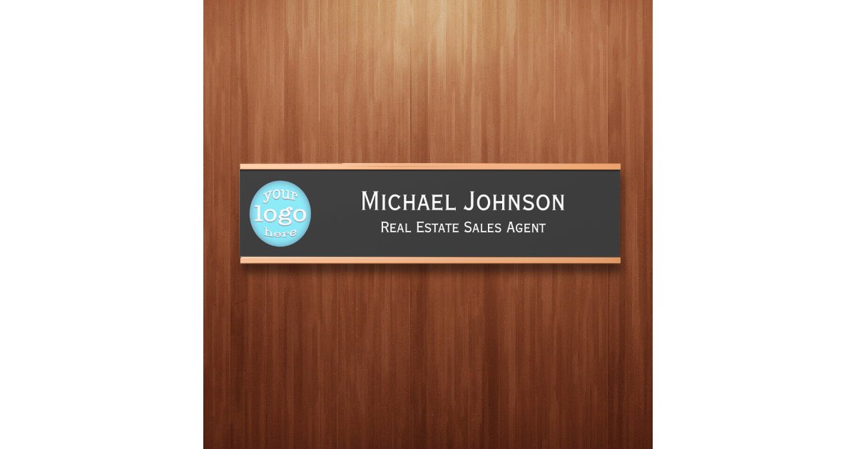 Professional Business Office Logo Name Title Black Door Sign | Zazzle