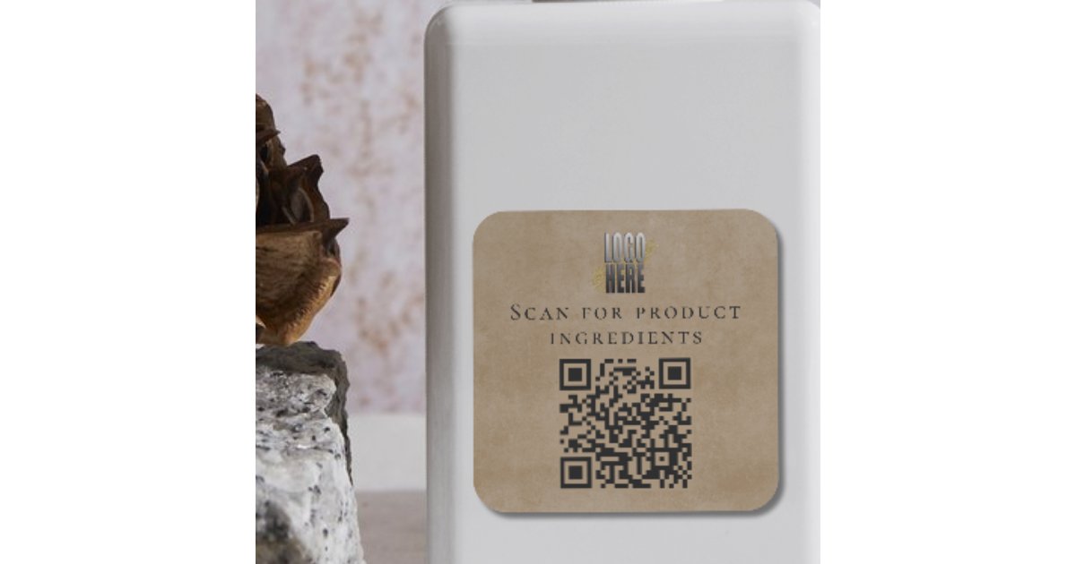 Professional Business QR Code Logo Ingredient List Square Sticker | Zazzle
