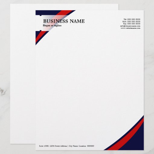 Professional Business Red Blue Letterhead | Zazzle