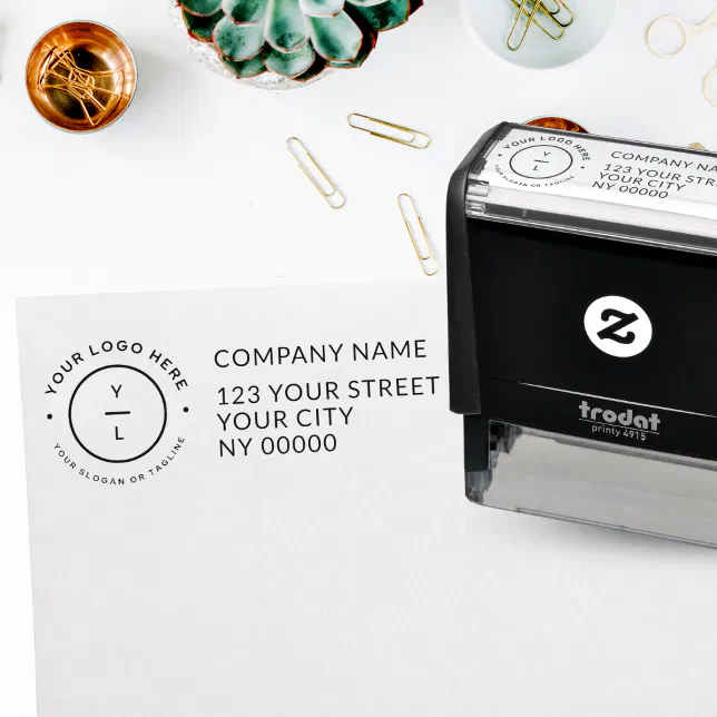Professional Business Return Address Custom Logo Self-inking Stamp | Zazzle