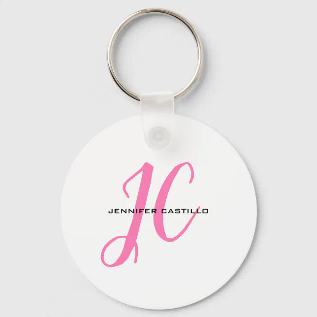 Professional Calligraphy Script Monogram Girly Keychain | Zazzle