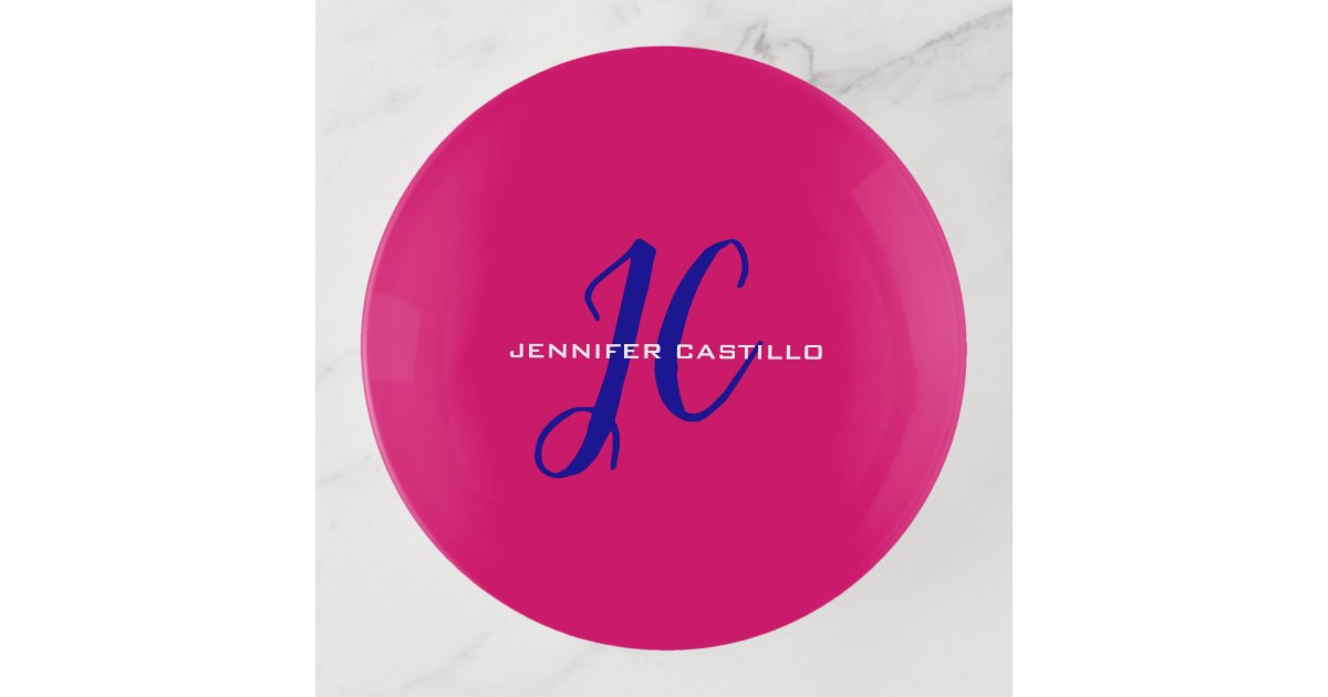 Professional Calligraphy Script Monogram Girly Trinket Tray | Zazzle