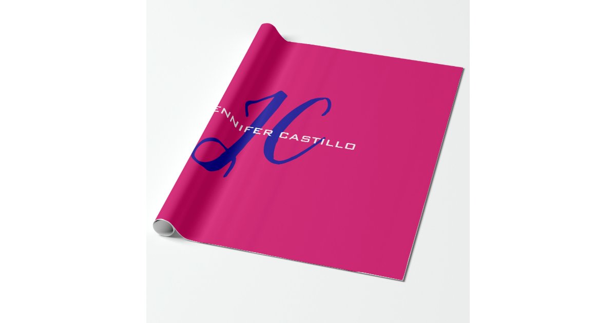 Professional Calligraphy Script Monogram Girly Wrapping Paper | Zazzle