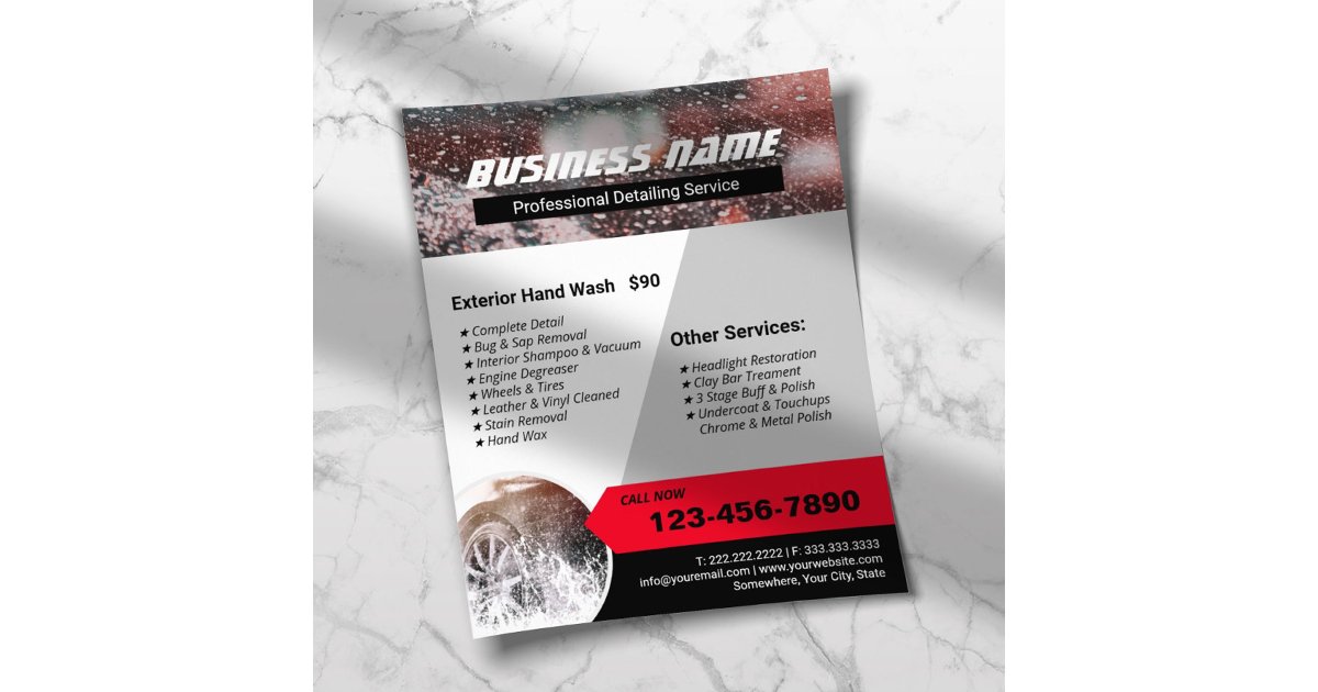 Professional Car Wash Auto Detailing Cleaning Flyer | Zazzle