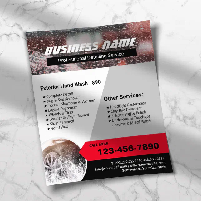 Professional Car Wash Auto Detailing Cleaning Flyer | Zazzle