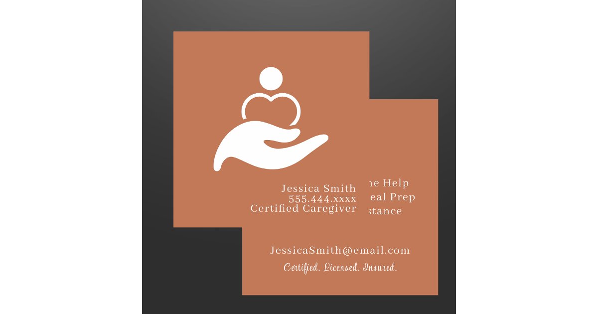 Professional Caregiver Home Help Aide Square Business Card | Zazzle